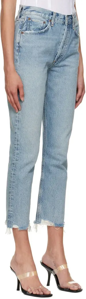 AGOLDE Riley Cropped Jeans In Soft Blue