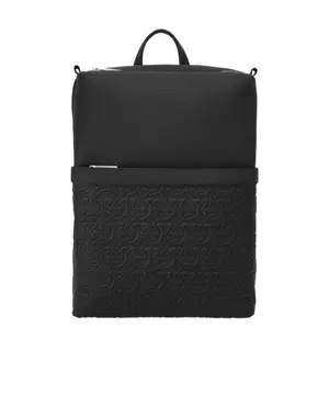 FERRAGAMO Gancini Embossed Leather Backpack - Black