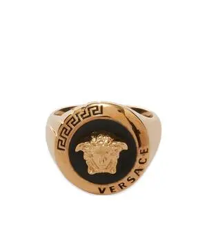Versace Medusa Logo Engraved Ring - Yellow