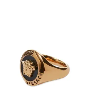 Versace Medusa Logo Engraved Ring - Yellow