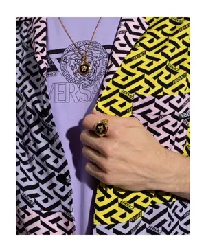Versace Medusa Logo Engraved Ring - Yellow