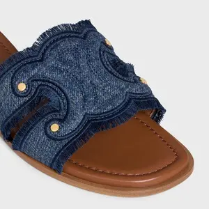 Celine Marina Mule In Denim - Blue