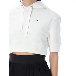 Raf Simons Cropped Drawstring Hoodie - White