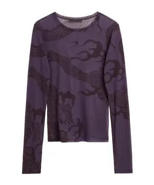 Our Legacy Abstract Raisin Snake Print Thermal Jersey Long Sleeve Top