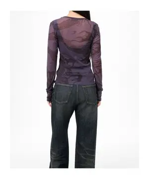 Our Legacy Abstract Raisin Snake Print Thermal Jersey Long Sleeve Top