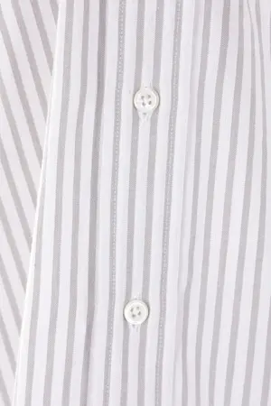 Thom Browne Rwb-striped Curved Hem Shirt - Medium Gray