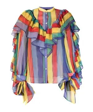 Rochas Ruffled Stripe Blouse