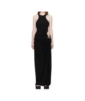 Casablanca Flowing Sleeveless Dress With Ruched Details