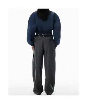 Alexander Wang Chain-detailed Pleated Wool Blend Trousers - Grey