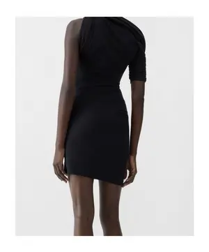 Jacquemus Draped Asymmetrical Boatneck Mini Dress - Black