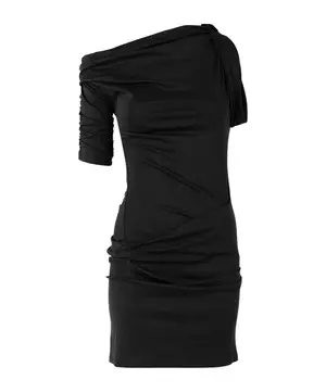 Jacquemus Draped Asymmetrical Boatneck Mini Dress - Black