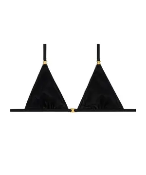 Celine Triomphe Triangle Bra In Silk - Black