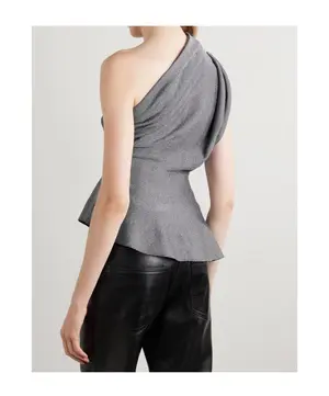 Khaite One-shoulder Top With Asymmetrical Ruffled Hem - Silver