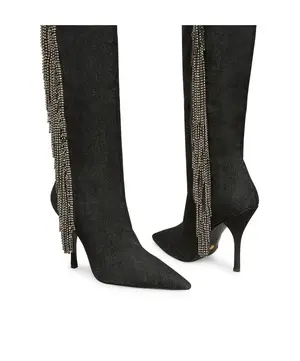 STUART WEITZMAN Crystal Fringe Knee-high Boots