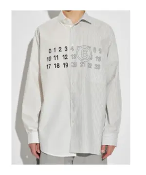 MAISON MARGIELA Panelled Stripe Detailed Long-sleeve Shirt - Grey