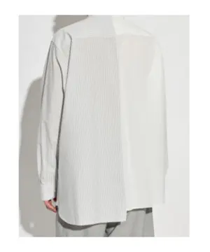 MAISON MARGIELA Panelled Stripe Detailed Long-sleeve Shirt - Grey