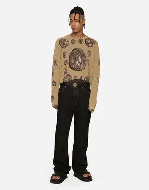 Dolce & Gabbana Distressed Coin Print Cropped Jumper