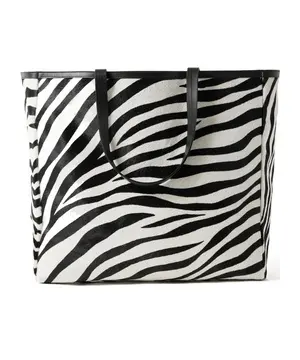 NILI LOTAN Freddie Zebra-striped Calf Hair Tote Bag - Black