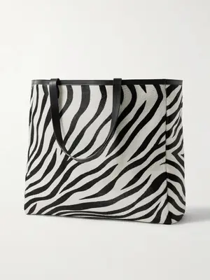 NILI LOTAN Freddie Zebra-striped Calf Hair Tote Bag - Black