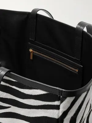 NILI LOTAN Freddie Zebra-striped Calf Hair Tote Bag - Black