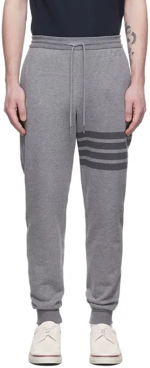 Thom Browne 4-bar Drawstring Track Pants - Medium Gray