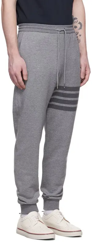 Thom Browne 4-bar Drawstring Track Pants - Medium Gray