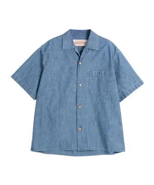 Valentino Garavani Straight Hem Denim Bowling Shirt