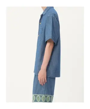 Valentino Garavani Straight Hem Denim Bowling Shirt