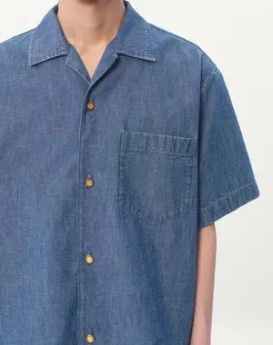 Valentino Garavani Straight Hem Denim Bowling Shirt