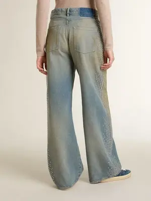 GOLDEN GOOSE Wide-leg Distressed Embellished Jeans