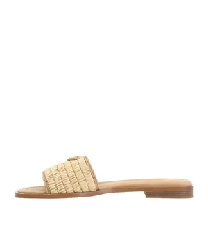 Prada Square Toe Logo Plaque Raffia Sandals