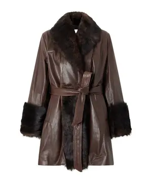 Nour Hammour Carmen Belted Shearling Jacket