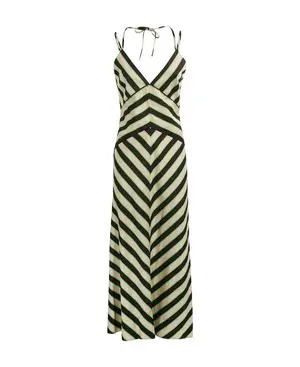 MSGM Chevron Print V-neck Maxi Dress