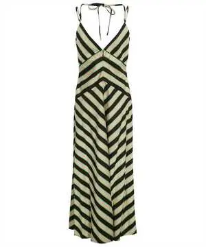 MSGM Chevron Print V-neck Maxi Dress