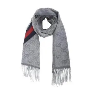 Gucci Double G Double-sided Knitted Scarf - Grey