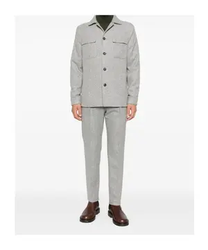 Eleventy Jacket With Pointed Collar And Button-down Front - Gray