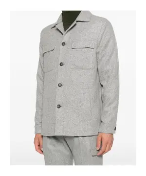 Eleventy Jacket With Pointed Collar And Button-down Front - Gray