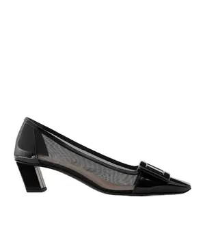 ROGER VIVIER Belle Vivier Pumps In Patent Leather And Nylon Mesh With Buckle Detail