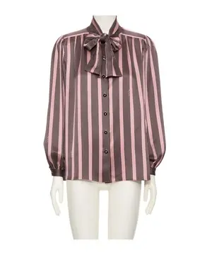 Valentino Garavani Striped Long Sleeve Blouse With Pussy Bow