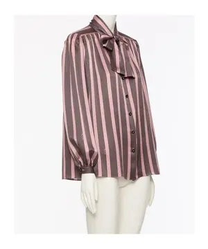 Valentino Garavani Striped Long Sleeve Blouse With Pussy Bow