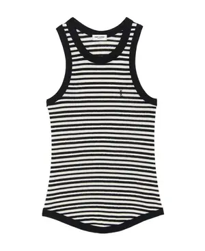 Saint Laurent Cassandre Striped Knitted Tank Top