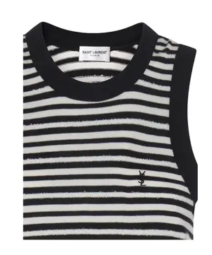 Saint Laurent Cassandre Striped Knitted Tank Top