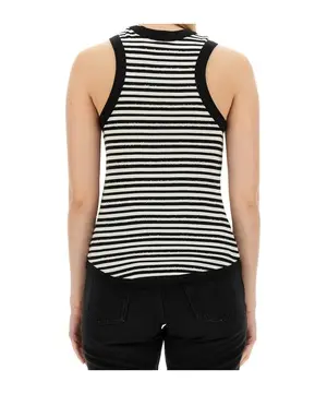 Saint Laurent Cassandre Striped Knitted Tank Top