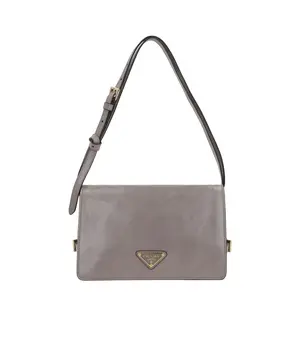 Prada Triangle Logo Shoulder Bag - Gray