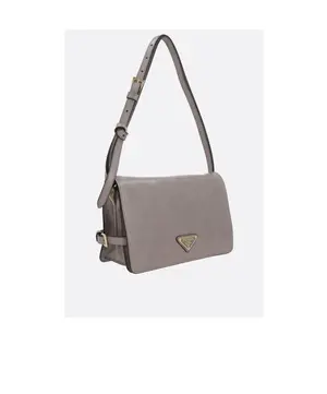 Prada Triangle Logo Shoulder Bag - Gray