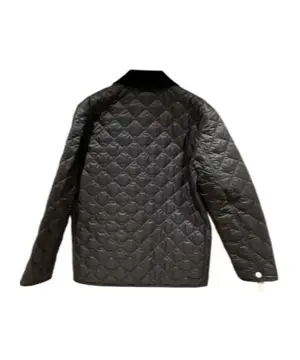 Burberry Quilted Barn Jacket With Lapel And Long Sleeves - Black