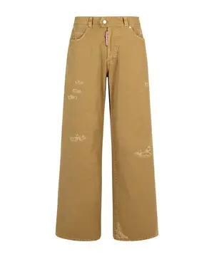 Dsquared2 Distressed Straight-leg Trousers - Beige