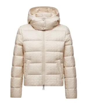 Moncler Gisors Geometric-quilted Hooded Short Down Jacket - Light Beige