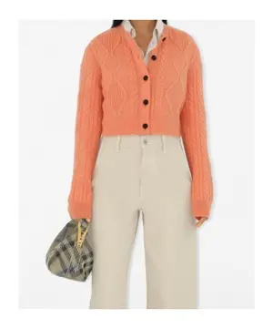 Burberry Cropped Cardigan With Twisted Rope Pattern