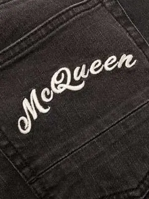 Alexander McQueen Logo Embroidered Straight Leg Jeans - Black